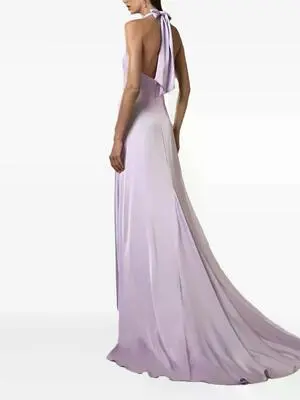 black pleated halter dress Black Halter Neck Pleated Maxi Dress