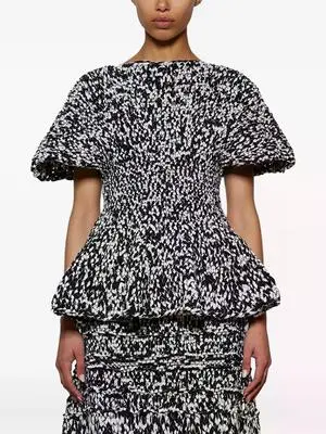 Khaite Mathilde Bubble-sleeve Peplum Top - Blue