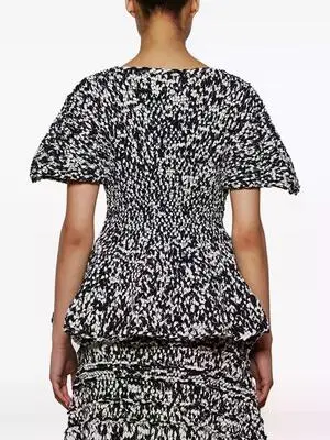 Khaite Mathilde Bubble-sleeve Peplum Top - Blue