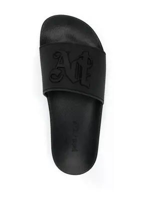 Palm Angels Rubberised Monogram Flat Slides