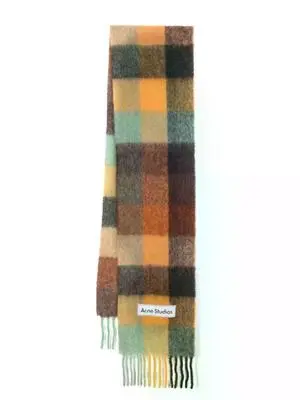 Acne Studios Checked Mohair-blend Scarf - Brown