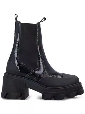 GANNI Patent-leather Cleated Chelsea Boots