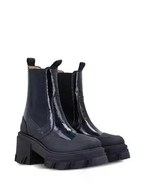 GANNI Patent-leather Cleated Chelsea Boots