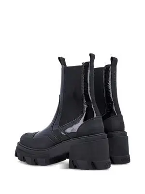 GANNI Patent-leather Cleated Chelsea Boots