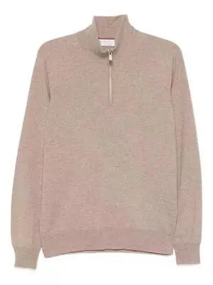 Brunello Cucinelli Zip-up Cashmere Sweater - Brown