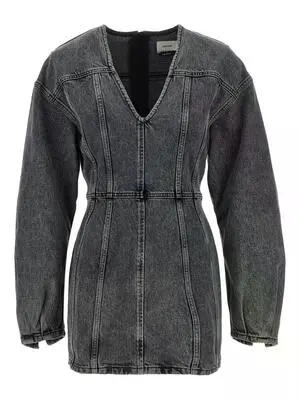 HAIKURE V-neck Denim Mini Dress - Grey