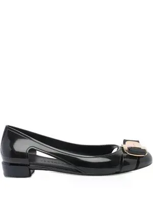 FERRAGAMO 30mm Leather Ballet Flats - Black