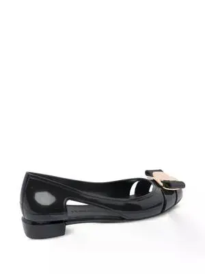 FERRAGAMO 30mm Leather Ballet Flats - Black