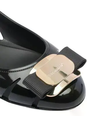 FERRAGAMO 30mm Leather Ballet Flats - Black