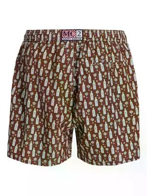 MC2 SAINT BARTH Bottle-print Swim Shorts - Brown