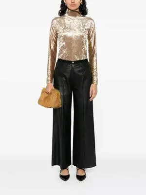 FORTE_FORTE Velvet Finish Top - Brown