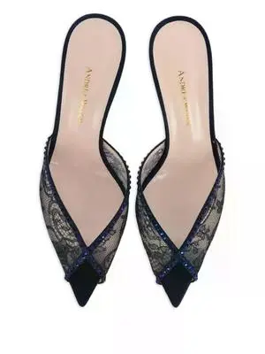 ANDREA WAZEN 75mm Katy Lace-embellished Mules