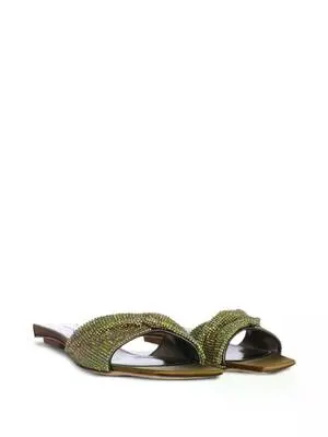 Benedetta Bruzziches Golrarda Embellished Square-toe Slides - Green