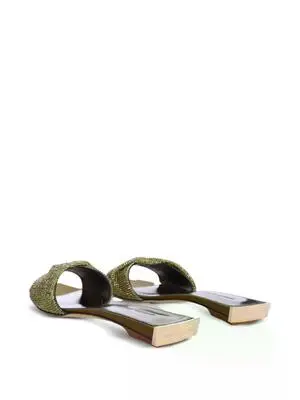 Benedetta Bruzziches Golrarda Embellished Square-toe Slides - Green
