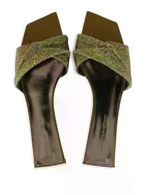 Benedetta Bruzziches Golrarda Embellished Square-toe Slides - Green