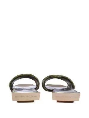 Benedetta Bruzziches Golrarda Embellished Square-toe Slides - Green