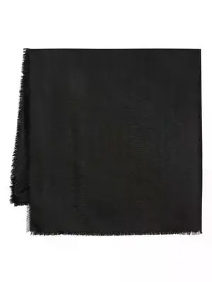 Saint Laurent Logo-jacquard Fringed Scarf - Black