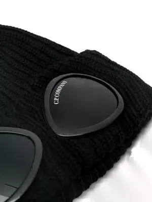 C.P. COMPANY Goggle-lens Ribbed Beanie - Black