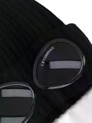 C.P. COMPANY Goggle-lens Ribbed Beanie - Black