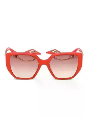 Guess Chain-embellished Geometric Sunglasses - Red