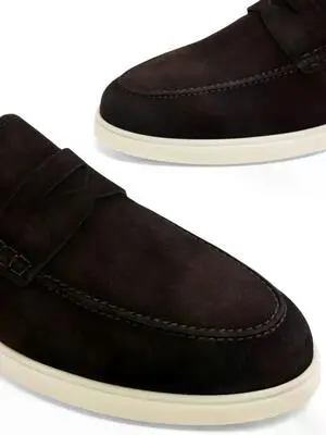 Magnanni Tonal-stitching Leather Loafers - Brown