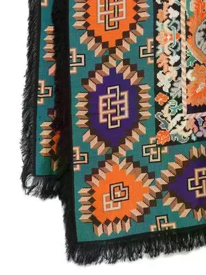 PIERRE-LOUIS MASCIA Graphic-pattern Fringed Scarf - Black