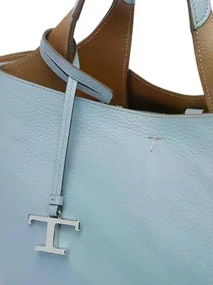 TOD'S T-logo Leather Tote Bag - Blue