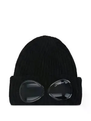 C.P. COMPANY Goggle-lens Ribbed Beanie - Black