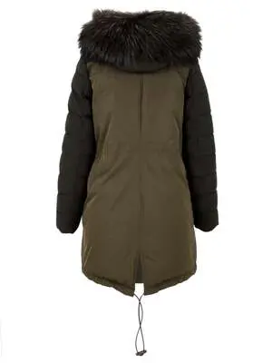 MOORER Quilted Coat With Fur Detail