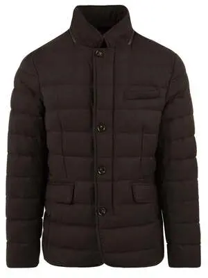MOORER Button Detailed Down Jacket - Brown