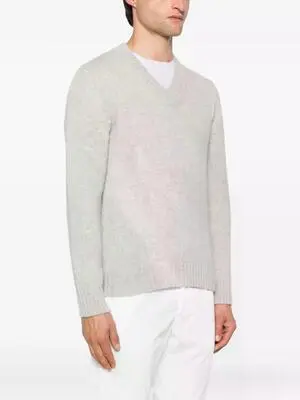 Eleventy V-neck Wool Sweater - Grey