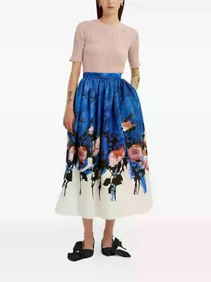 Erdem Floral Gathered Midi Skirt