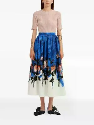 Erdem Floral Gathered Midi Skirt