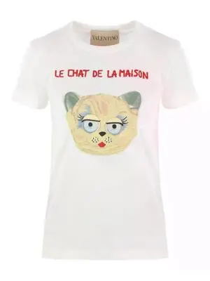 Valentino Garavani Cat-face Patch T-shirt - White