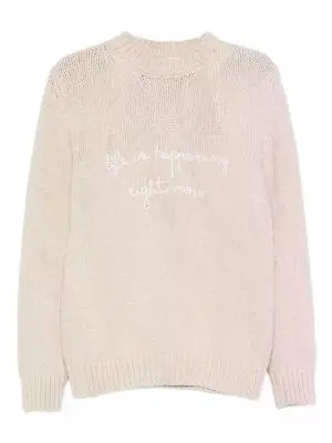 Eleventy Embroidered Crew-neck Sweater