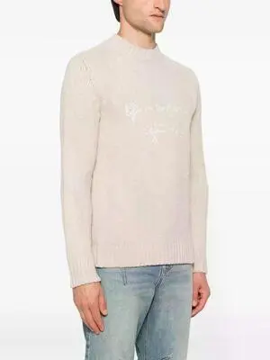 Eleventy Embroidered Crew-neck Sweater