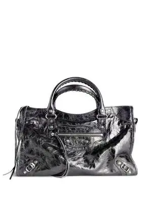 Balenciaga Neo Cagole Leather Shoulder Bag - Grey
