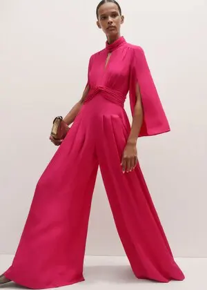 ME+EM Silk Wide-leg Jumpsuit - Hibiscus Pink