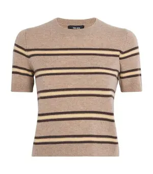 ME+EM Cashmere Stripe Knit Tee - Hazelnut Mélange Multi