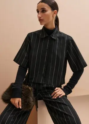 ME+EM Fluid Crop Pinstripe Shirt