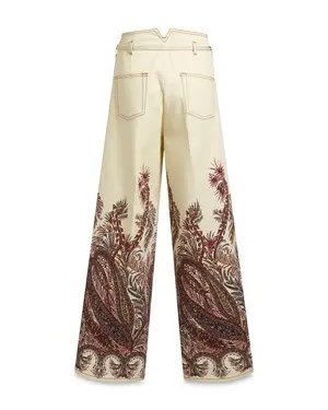 Etro Printed Wide-leg Belted Jeans