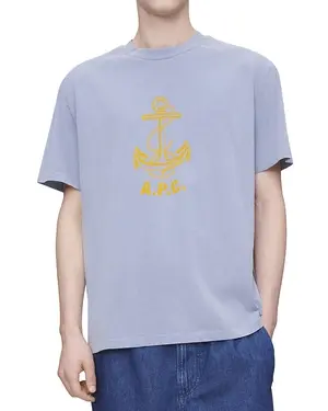 A.p.c. A. P.c. Davy Logo Graphic Tee Bleu Gray