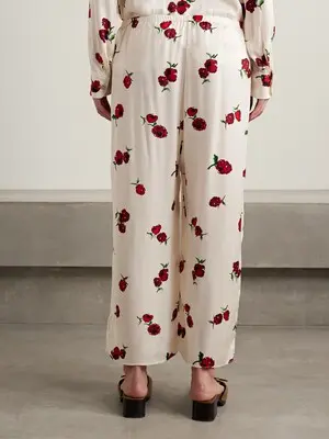 Khaite Mindy Printed Twill Wide-leg Pants - Neutrals