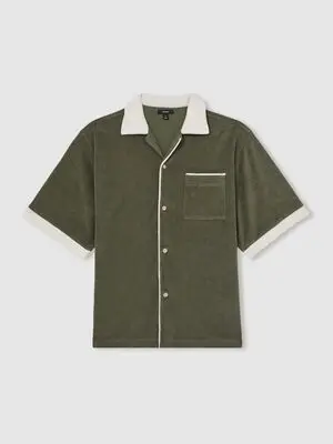 REISS Micah Towelling Contrast-trim Shirt