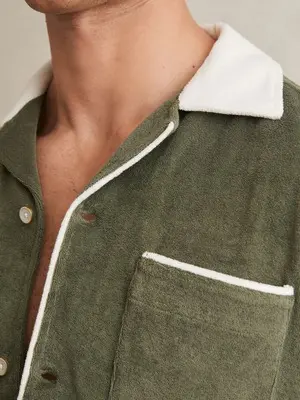 REISS Micah Towelling Contrast-trim Shirt