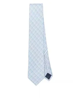FERRAGAMO Geometric-pattern Silk Necktie - Blue