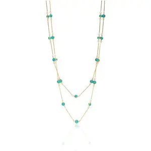 Sylvia Toledano SYLVIA TOLEDANO Gold Plated Brass "Candies" Layered Necklace With Multi-Stone Bezel Setting Blue