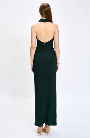 BARIANO Allie High Neck Cowl Maxi Gown - Emerald