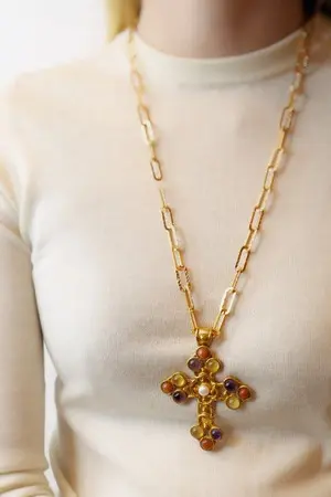 Sylvia Toledano Croix Gold Plated Necklace