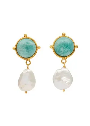 Sylvia Toledano Diane" And Pearl Drop Earrings - Amazonite